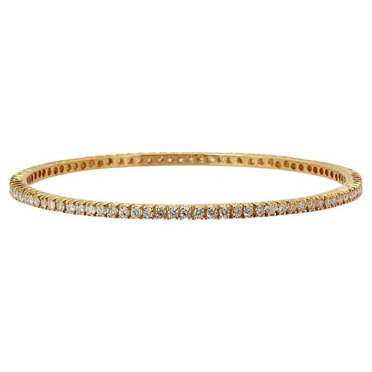 Dazzling 18k Yellow Gold Eternity Bangle 2.7ct Natural Diamonds IGI ...