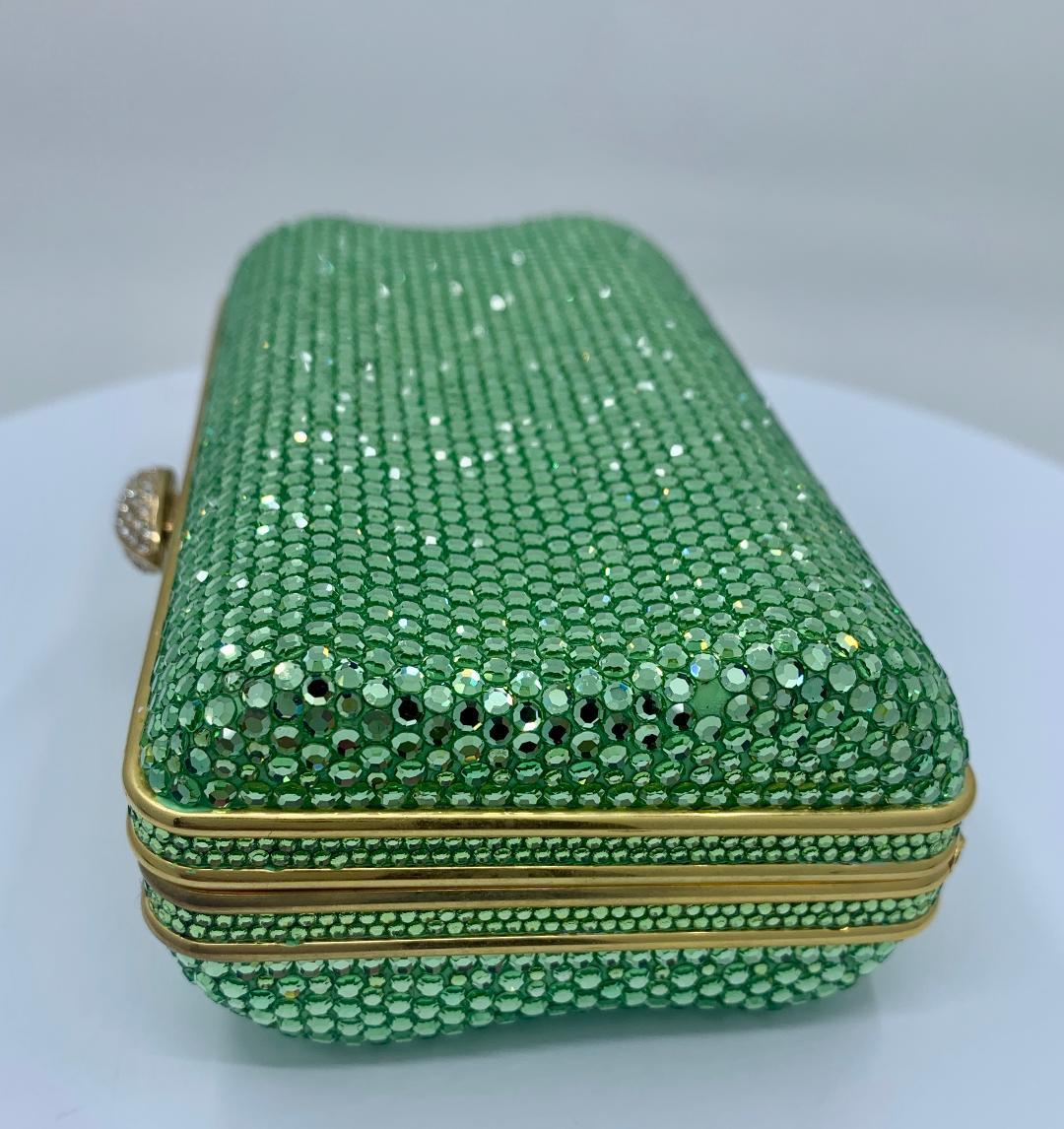 Dazzling Judith Leiber Green Crystal Minaudiere Evening Bag at 1stDibs ...