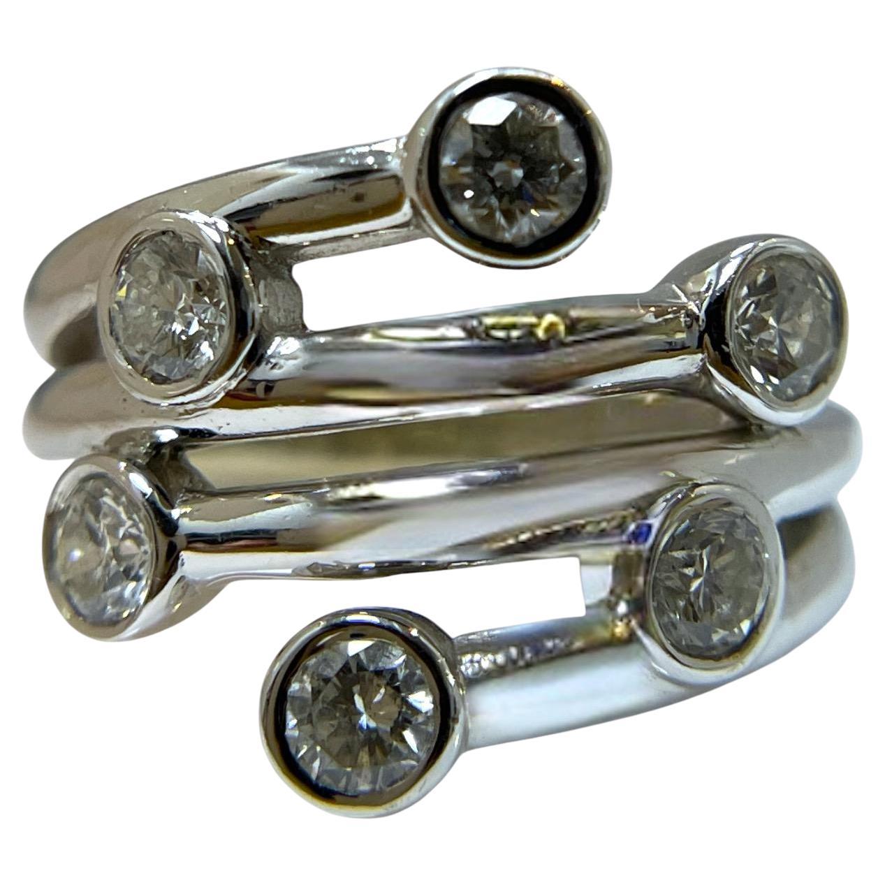 0.60ct Dazzling Overlapping Gold bubble bezel Ring with Bezel-Set ...