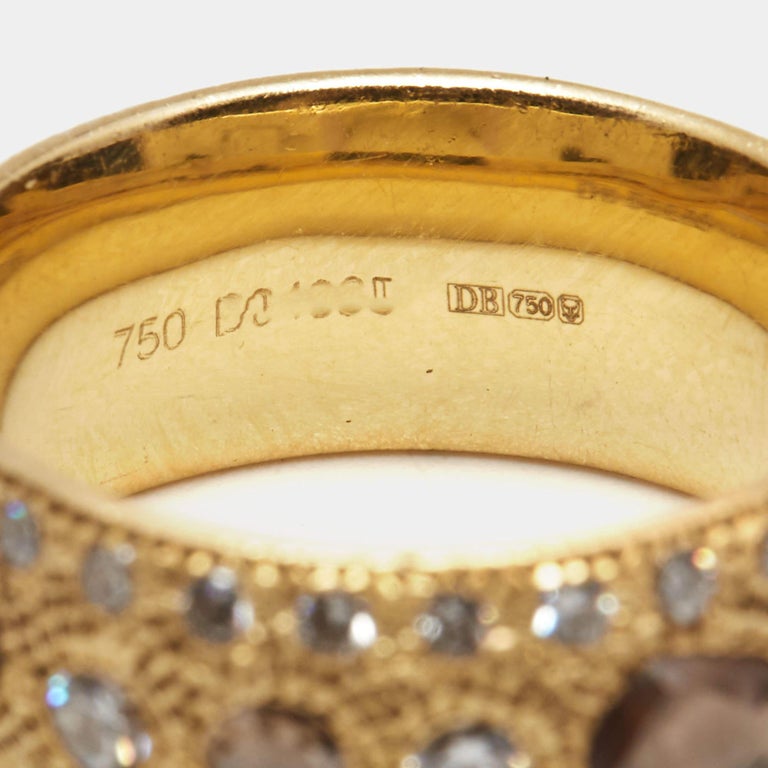 De Beers Talisman Diamonds 18k Yellow Gold Ring Size 52 For Sale at 1stDibs