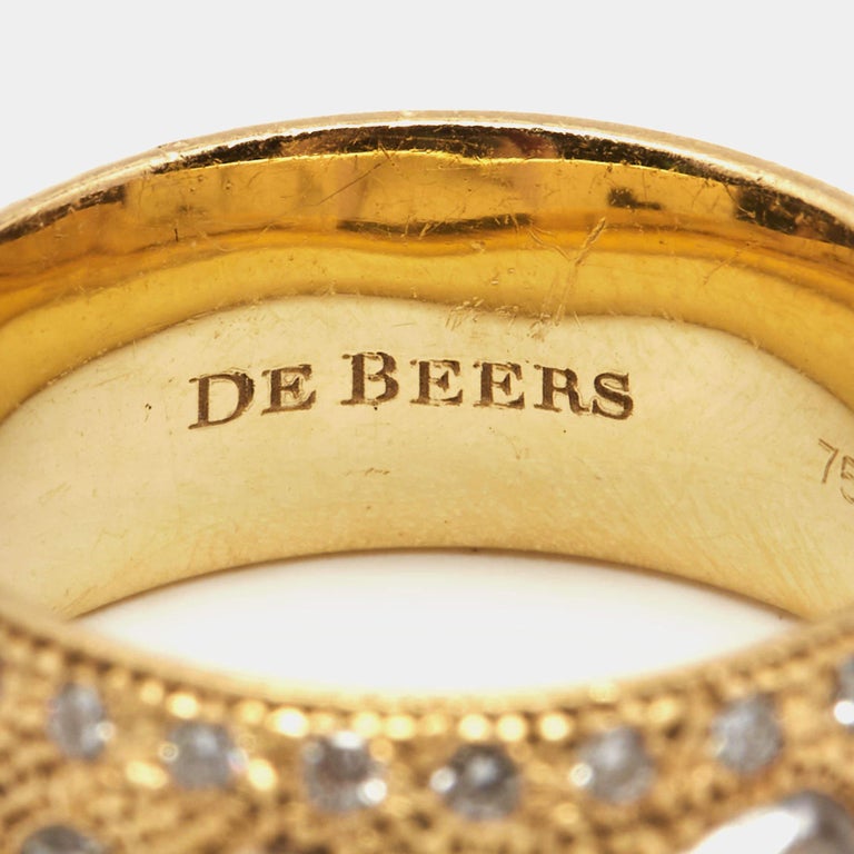 De Beers Talisman Diamonds 18k Yellow Gold Ring Size 52 For Sale at 1stDibs