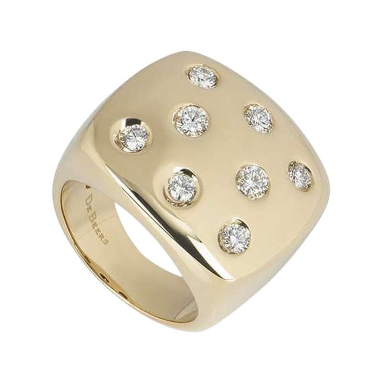 De Beers Yellow Gold Diamond Dress Ring at 1stDibs
