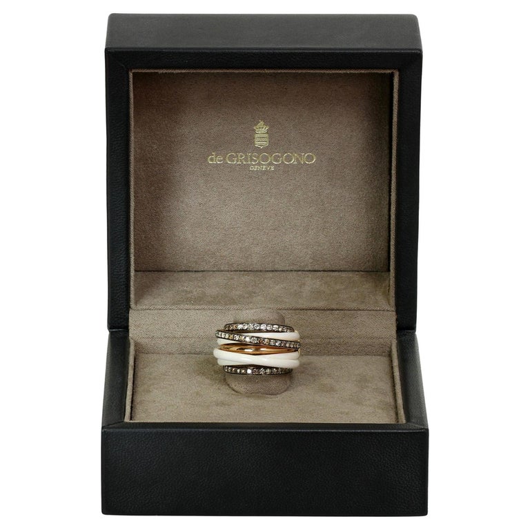 de Grisogono Allegra Diamond Ceramic Rose Gold Ring Box Tag For Sale at ...