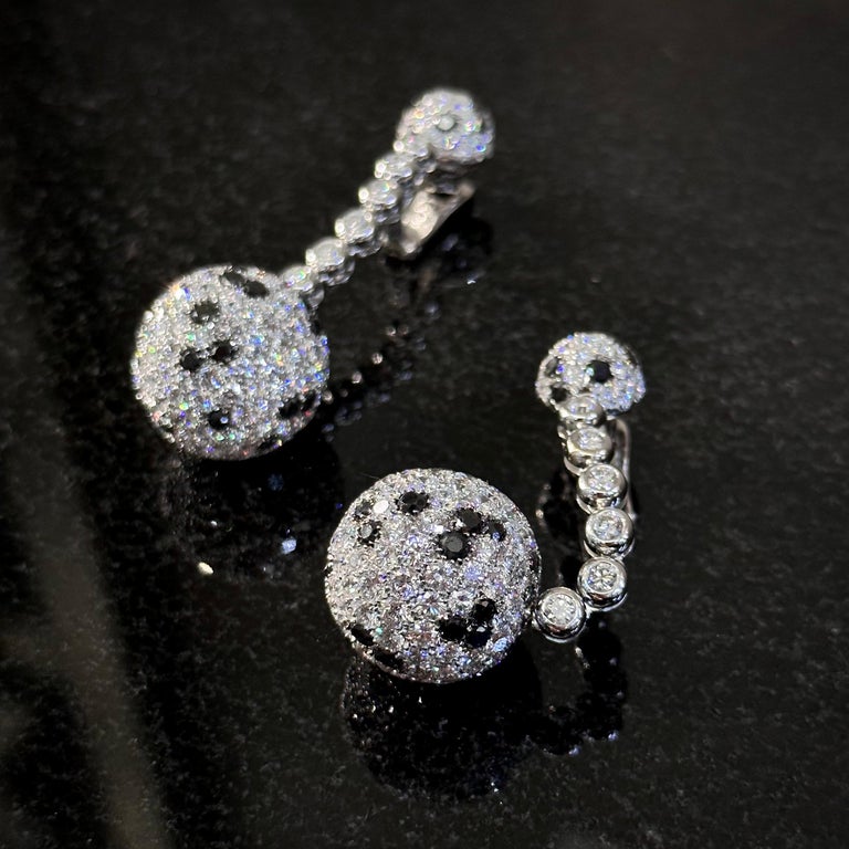 de GRISOGONO Colorless Black Diamond Boule Ball Drop Pendant Earrings ...