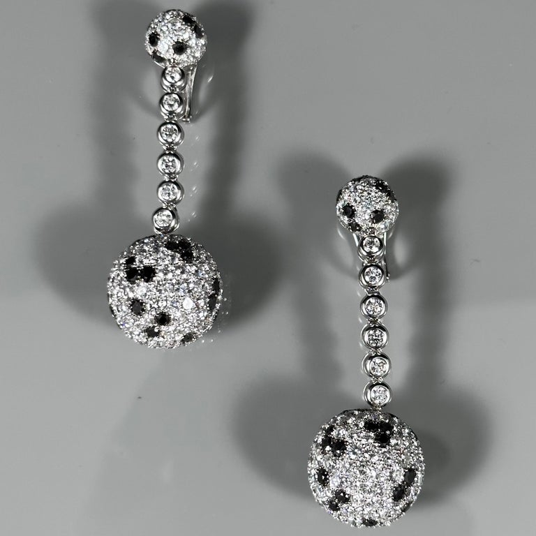 de GRISOGONO Colorless Black Diamond Boule Ball Drop Pendant Earrings ...