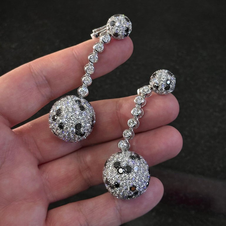 de GRISOGONO Colorless Black Diamond Boule Ball Drop Pendant Earrings ...