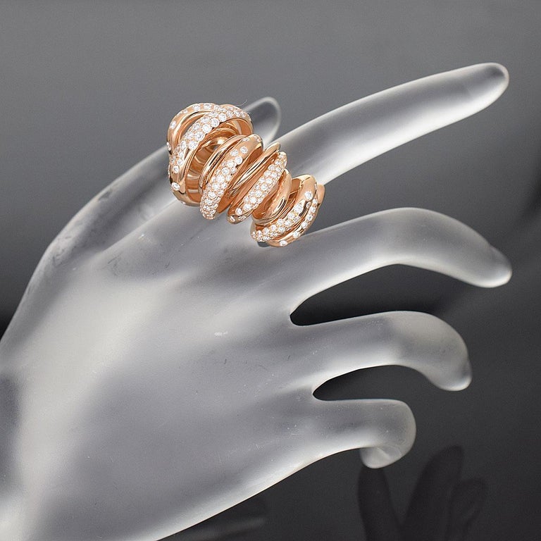 De Grisogono Diamond 18 Karat Pink Gold Sole Ring at 1stDibs