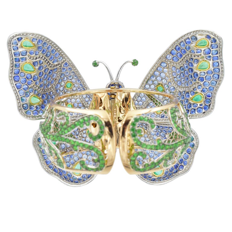 De Grisogono Diamond and Gemstone Butterfly Bangle For Sale at 1stDibs