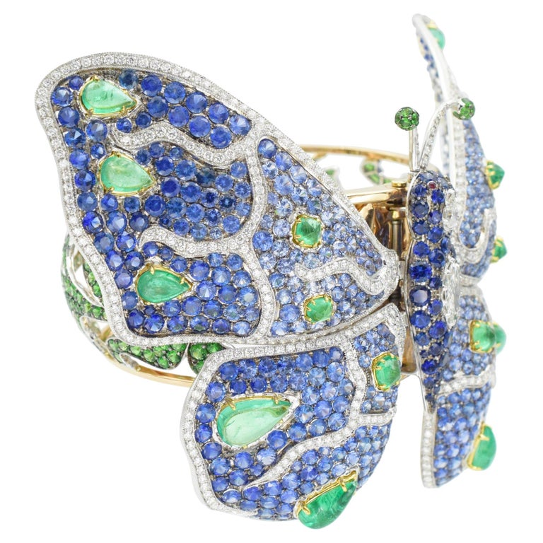 De Grisogono Diamond and Gemstone Butterfly Bangle For Sale at 1stDibs