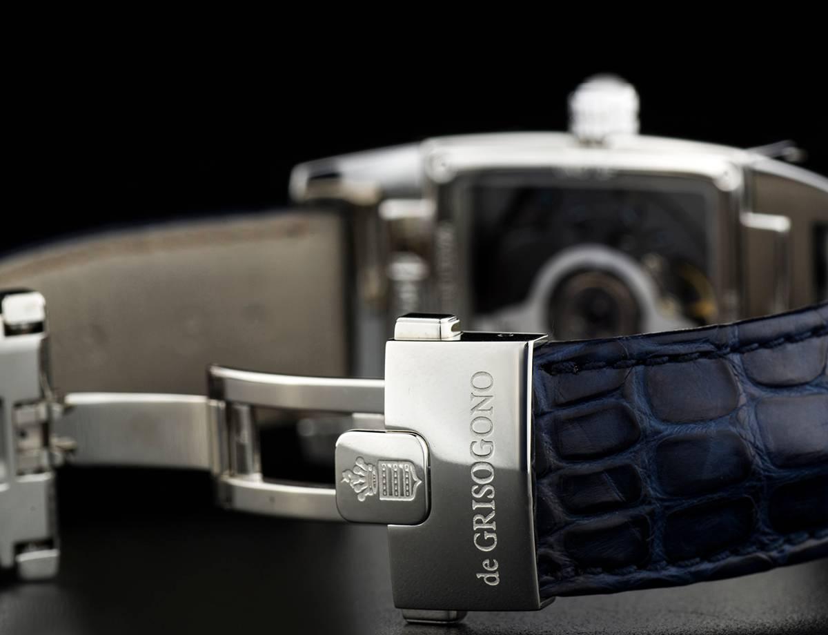 De Grisogono Limited Edition Platinum Blue Dial Instrumento Dual Time ...
