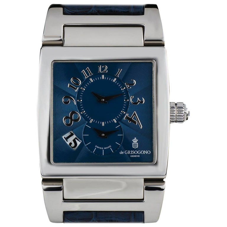 De Grisogono Limited Edition Platinum Blue Dial Instrumento Dual Time ...