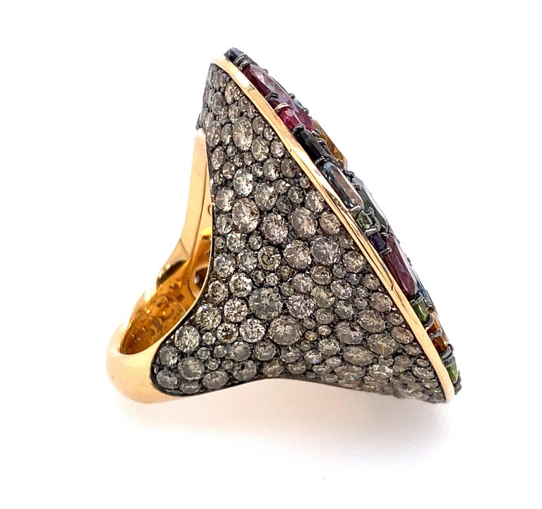 De Grisogono Multi-Color Large Gemstone Disc Ring at 1stDibs