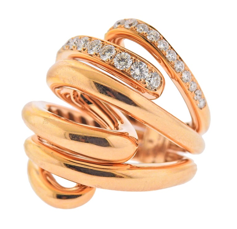 De Grisogono Vortice 1.45 Carat Diamond Rose Gold Ring 54 For Sale at ...