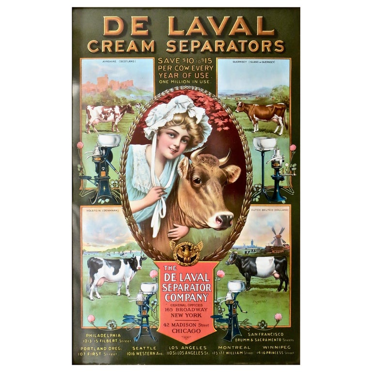 "De Laval" Tin Advertising Sign, American, circa 1905, Near Mint For ...