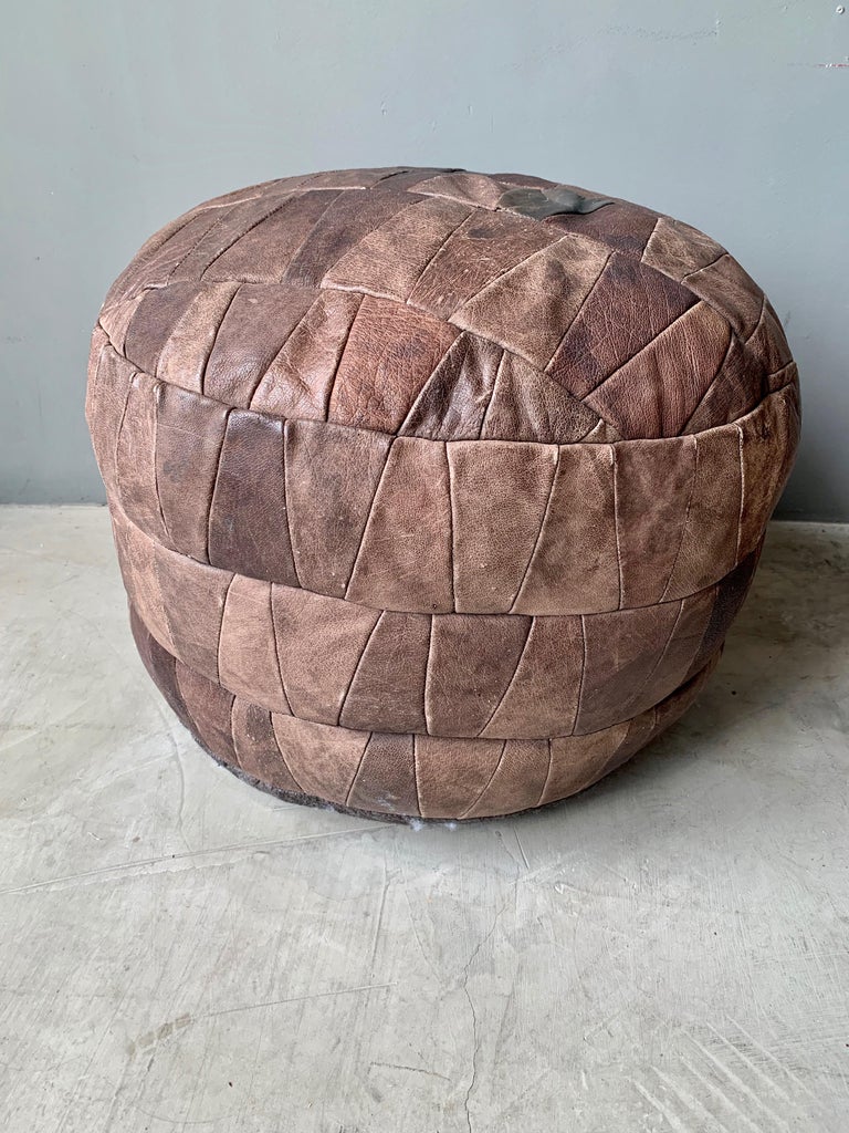 De Sede Brown Leather Patchwork Ottoman at 1stDibs