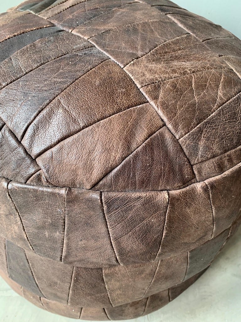 De Sede Brown Leather Patchwork Ottoman at 1stDibs