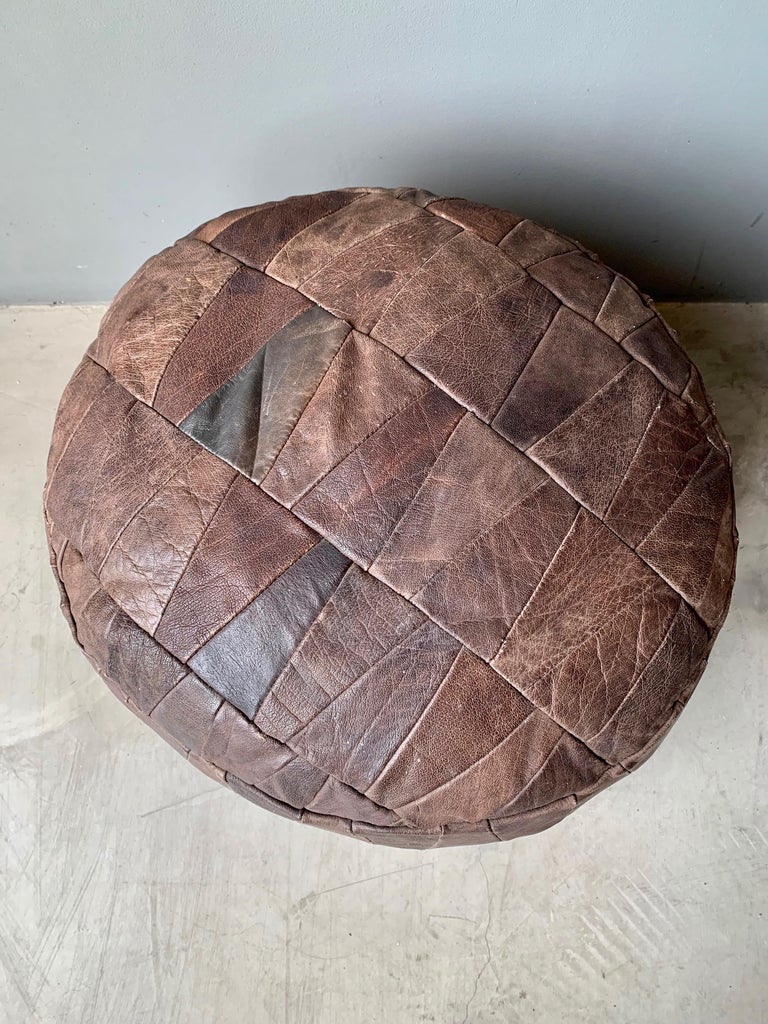 De Sede Brown Leather Patchwork Ottoman at 1stDibs