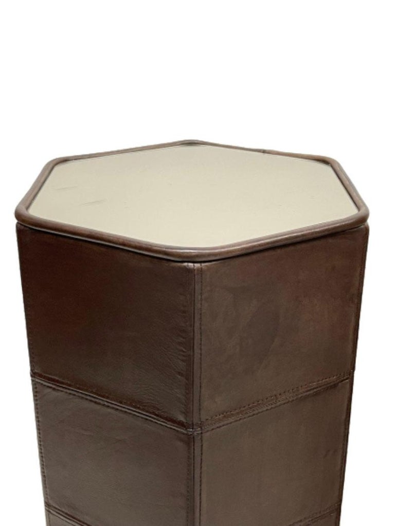 De Sede Brown Stitched Leather Side Tables For Sale at 1stDibs