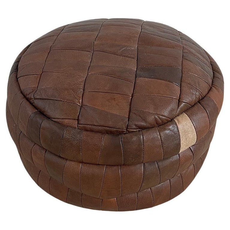 De Sede Cognac Patchwork Leather Pouf, Ottoman, DeSede Switzerland bei ...