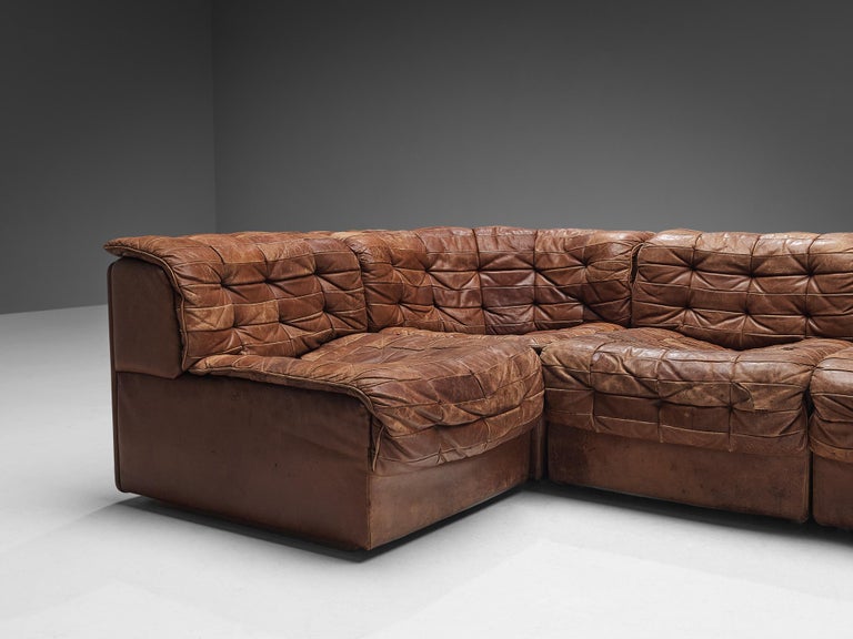 De Sede ‘DS-11’ Modular Patchwork Sofa in Cognac Leather For Sale at ...
