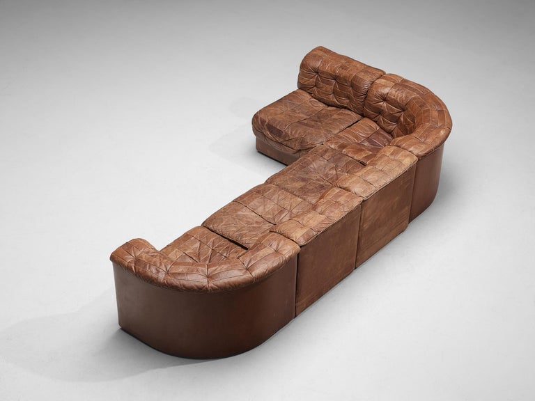 De Sede ‘DS-11’ Modular Patchwork Sofa in Cognac Leather For Sale at ...