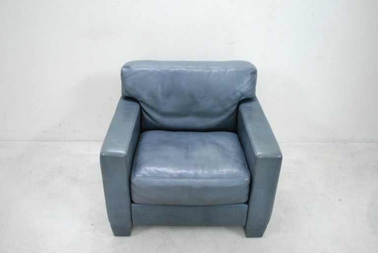 De Sede Ds 17 Pair of Grey Leather Lounge Chair Armchair For Sale at ...
