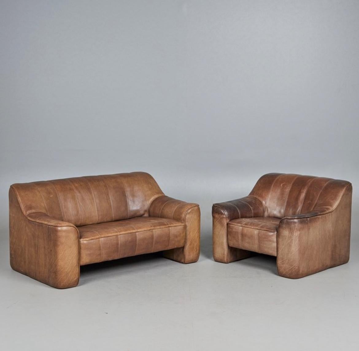De Sede DS 44 2 Seat Sofa and Chair Set For Sale at 1stDibs