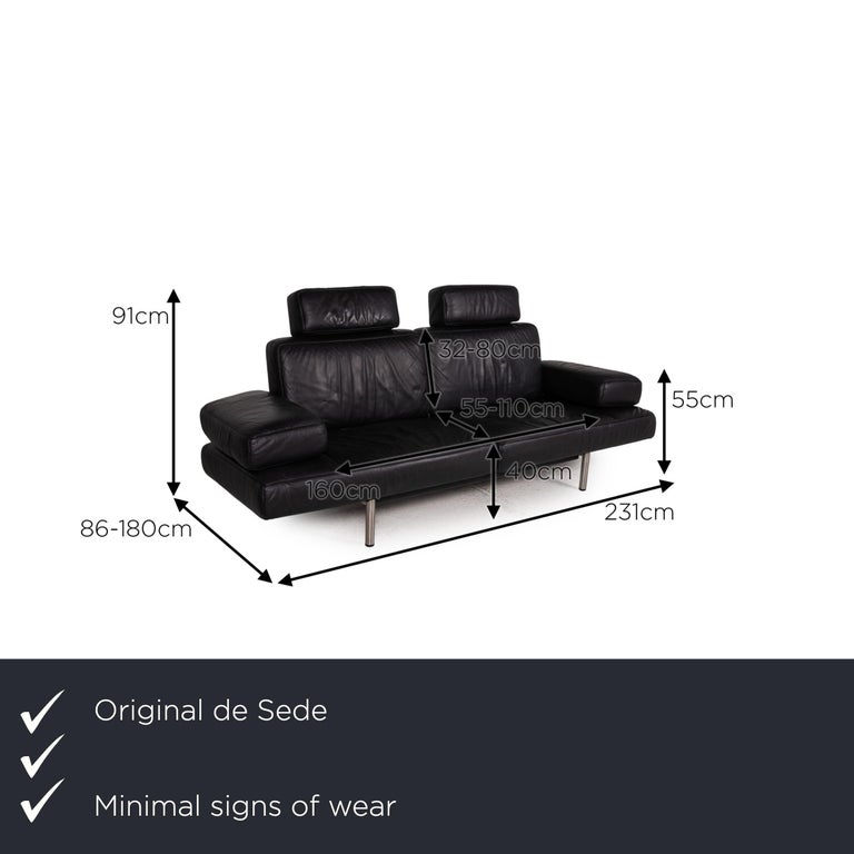 De Sede Ds 460 Leather Sofa Black Three-Seater Relaxation Function ...