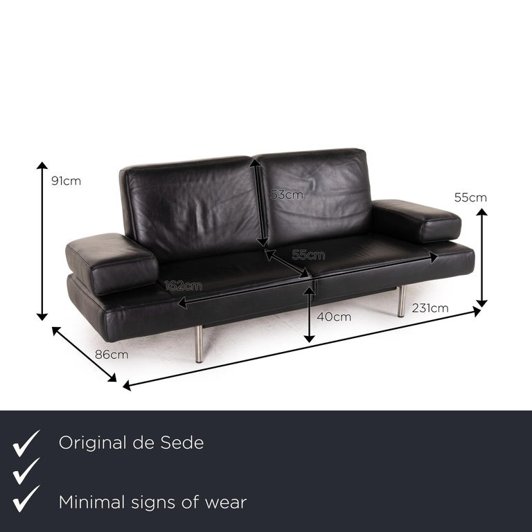 De Sede DS 460 Leather Sofa Black Two-Seater Relaxation Function Couch ...
