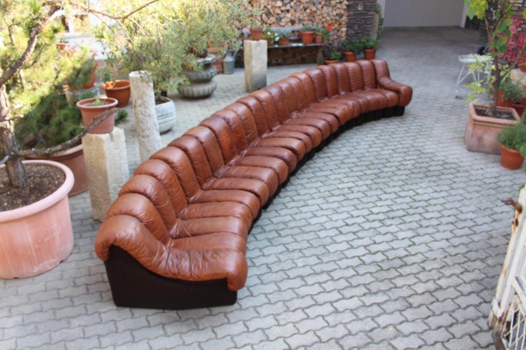 De Sede DS-600 Non Stop Sofa Switzerland 1970s in Cognac Leather at 1stDibs