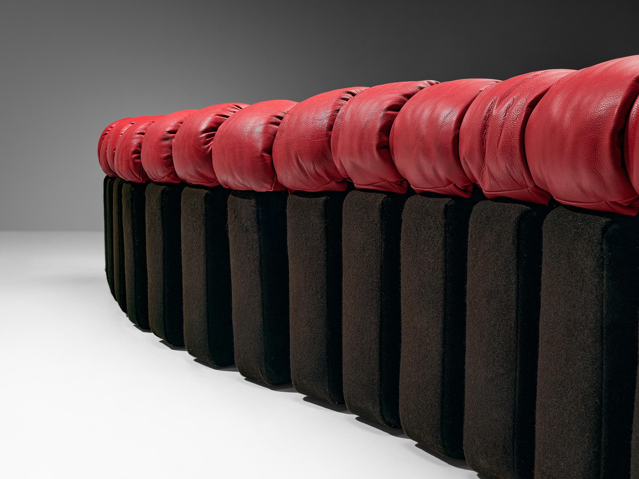 De Sede DS-600 'Snake' Sectional Sofa in Vibrant Red Leather at 1stDibs