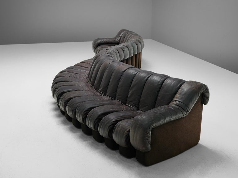 De Sede DS-600 'Snake’ Sofa in Dark Brown Leather at 1stDibs