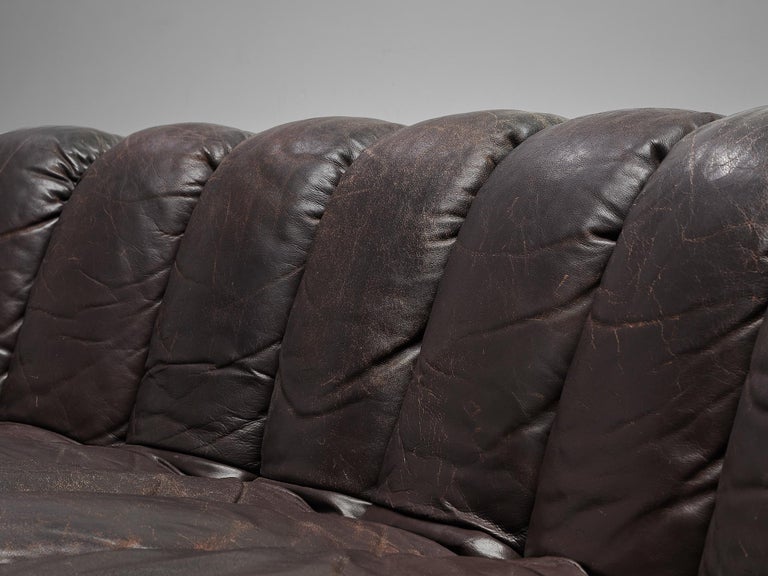 De Sede DS-600 'Snake’ Sofa in Dark Brown Leather at 1stDibs