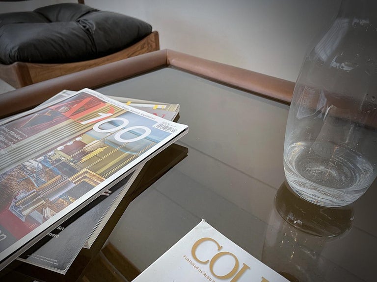 De Sede DS 76 Buffalo Leather and Glass Square Coffee Table, 1970s ...