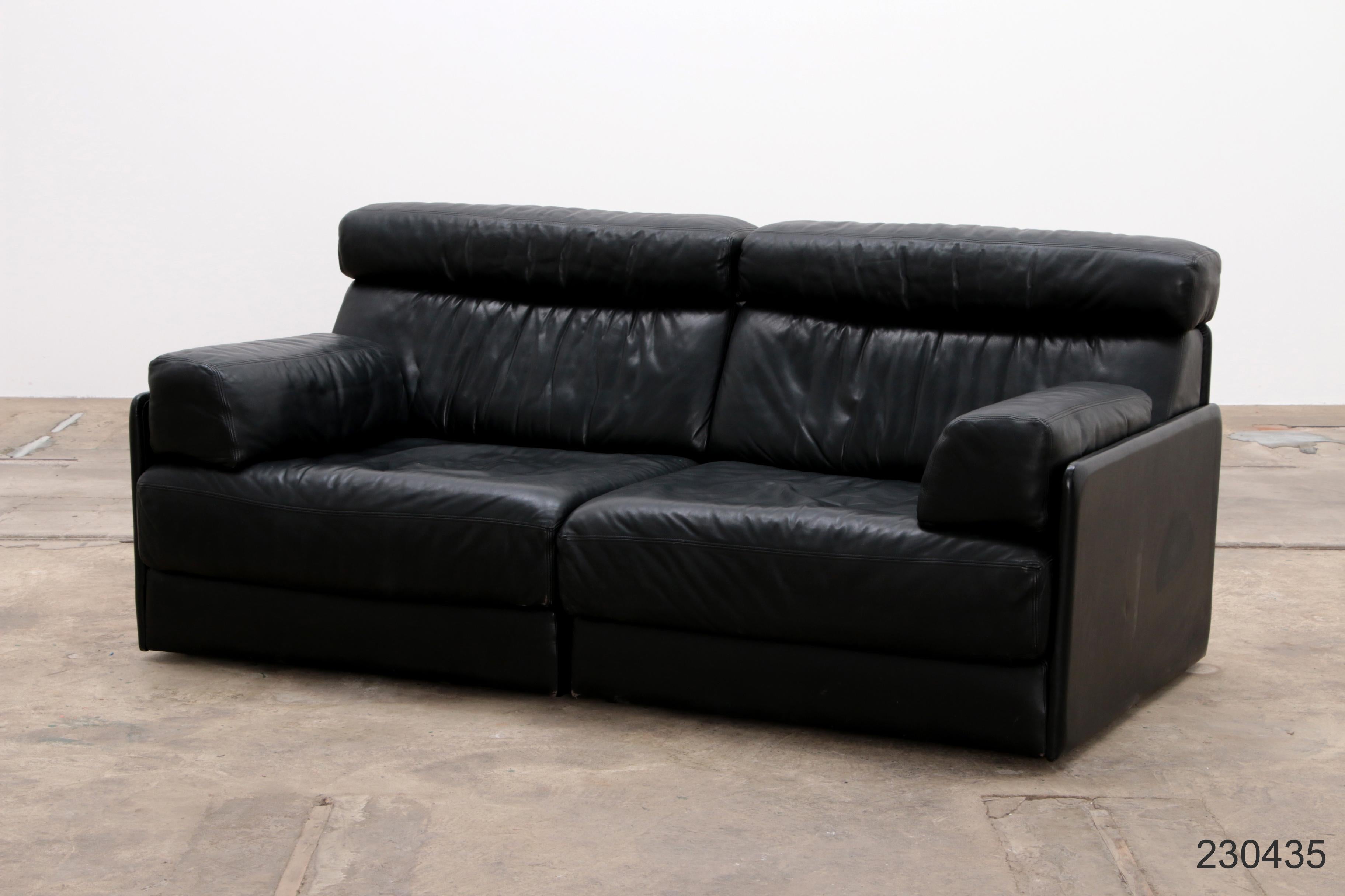 De Sede DS76 Two-Seat Sofa Bed in Black Upholstery by De Sede Design ...