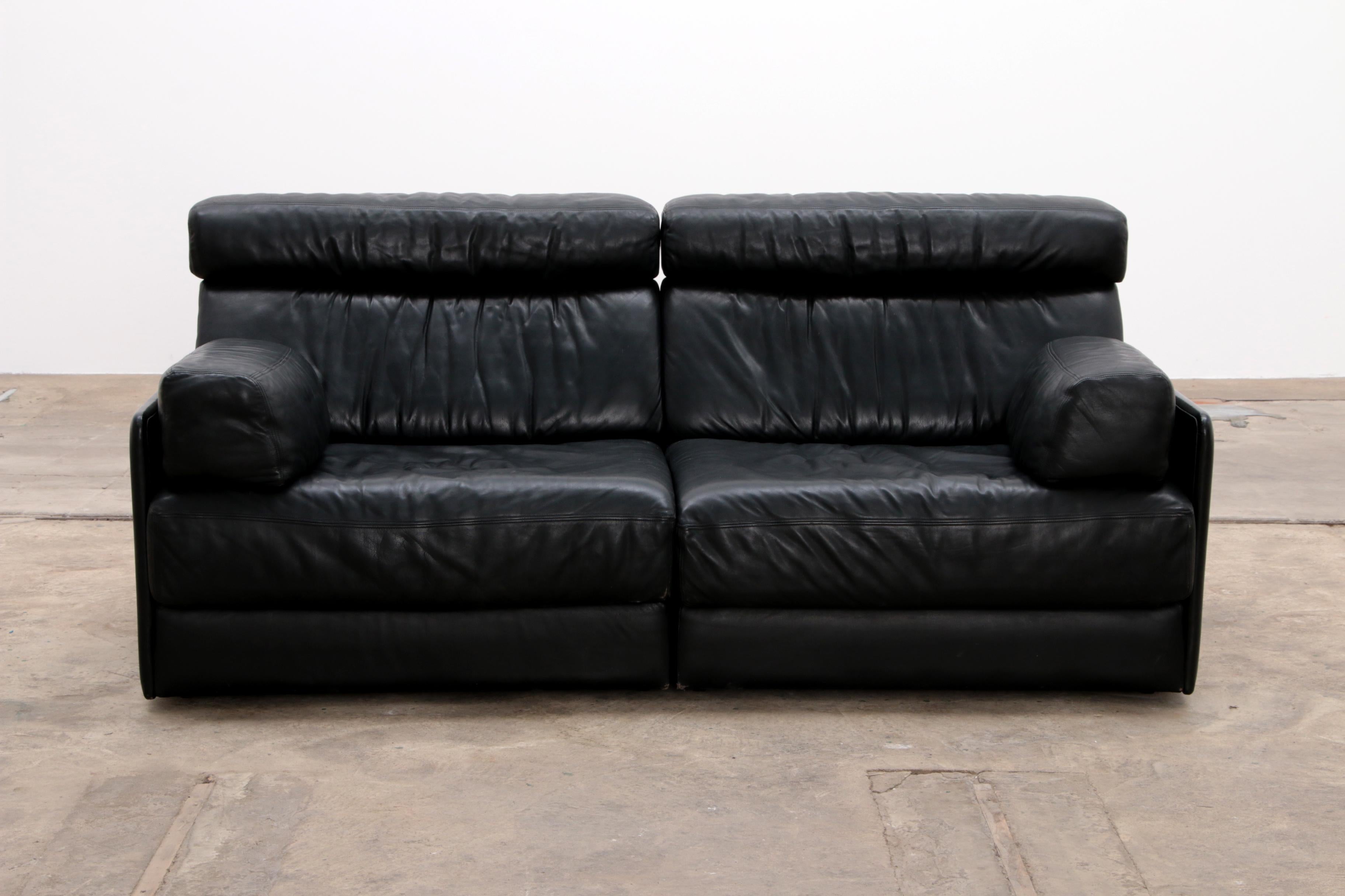 De Sede DS76 Two-Seat Sofa Bed in Black Upholstery by De Sede Design ...