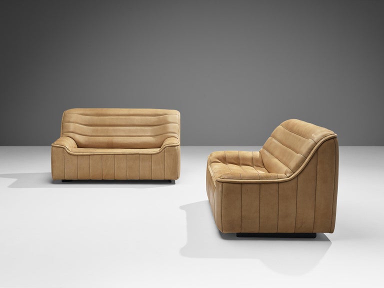 De Sede 'DS84' Settees in Naturel Buffalo Leather For Sale at 1stDibs