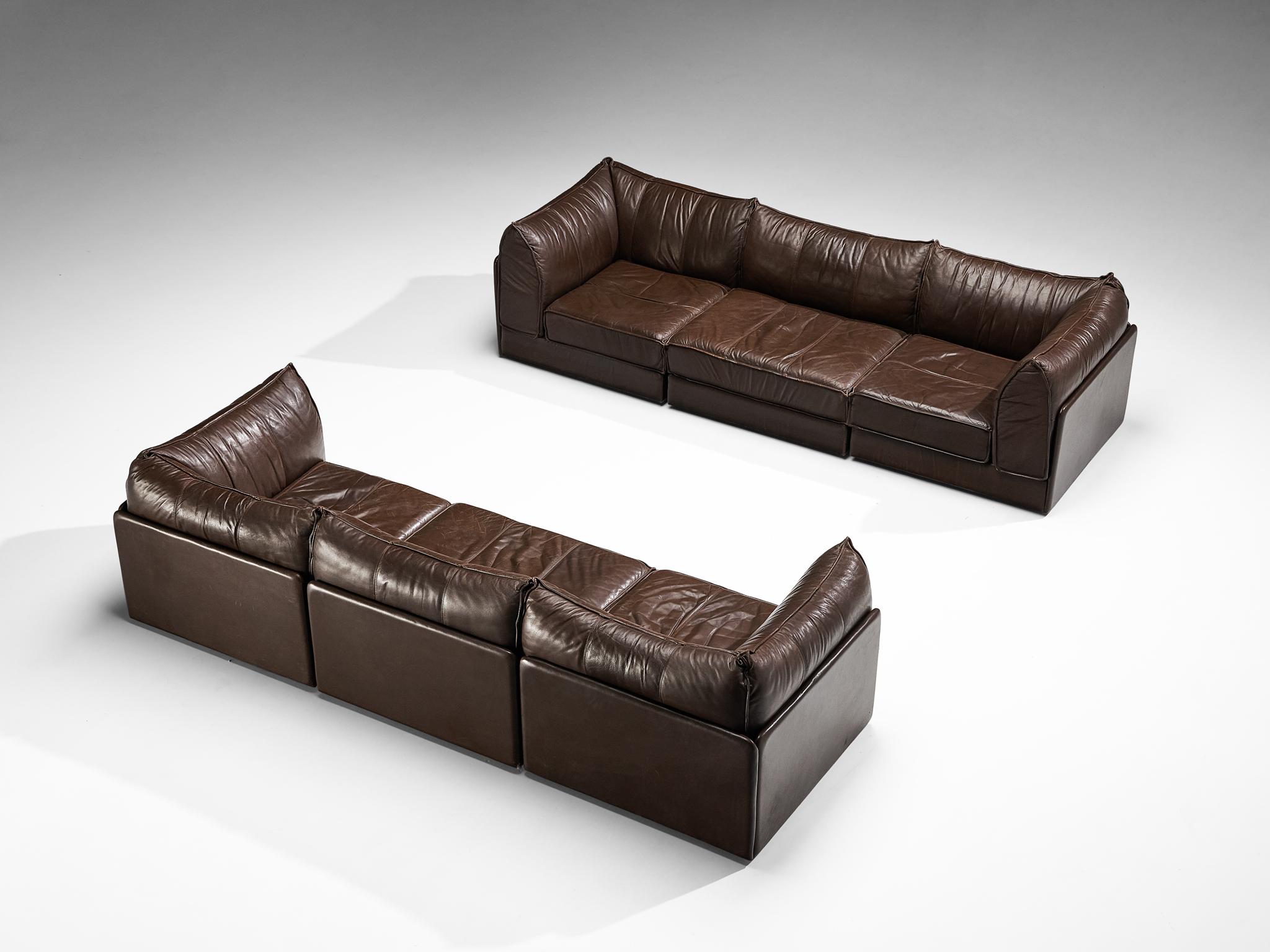De Sede 'Pagoda' DS-19 Sofas in Dark Brown Leather For Sale at 1stDibs