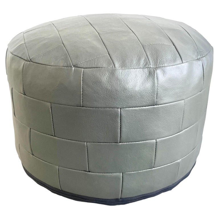 De Sede Patchwork Grey Leather Pouf, 1960s Switzerland For Sale at 1stDibs