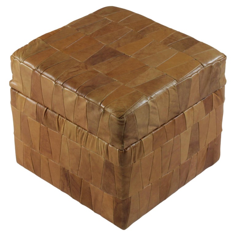 De Sede Patchwork Leather Storage Ottoman, 1960s For Sale at 1stDibs
