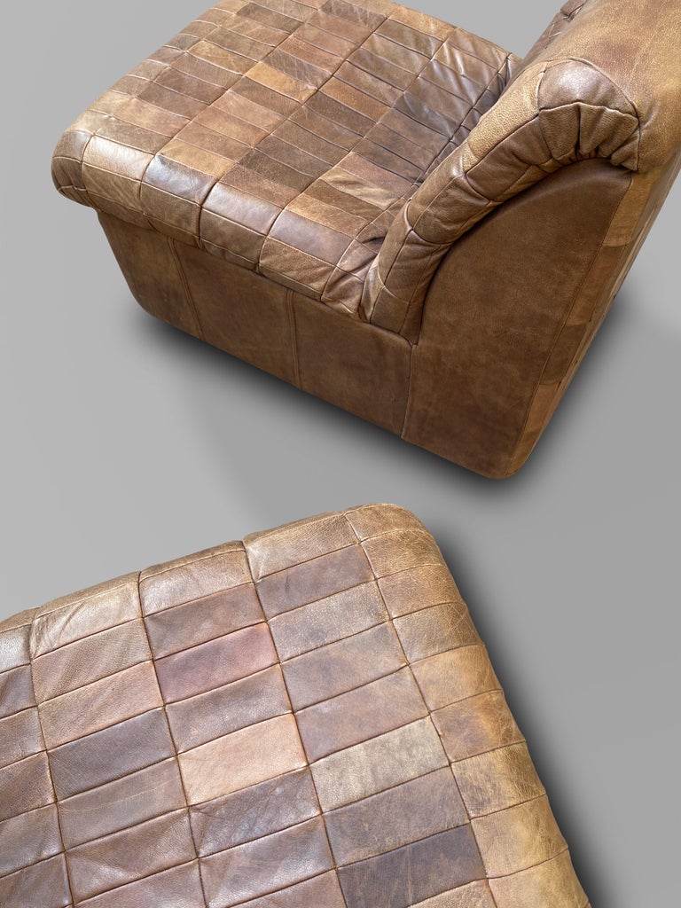 De Sede Style Patchwork Leather Lounge Chairs Set of Two For Sale at ...
