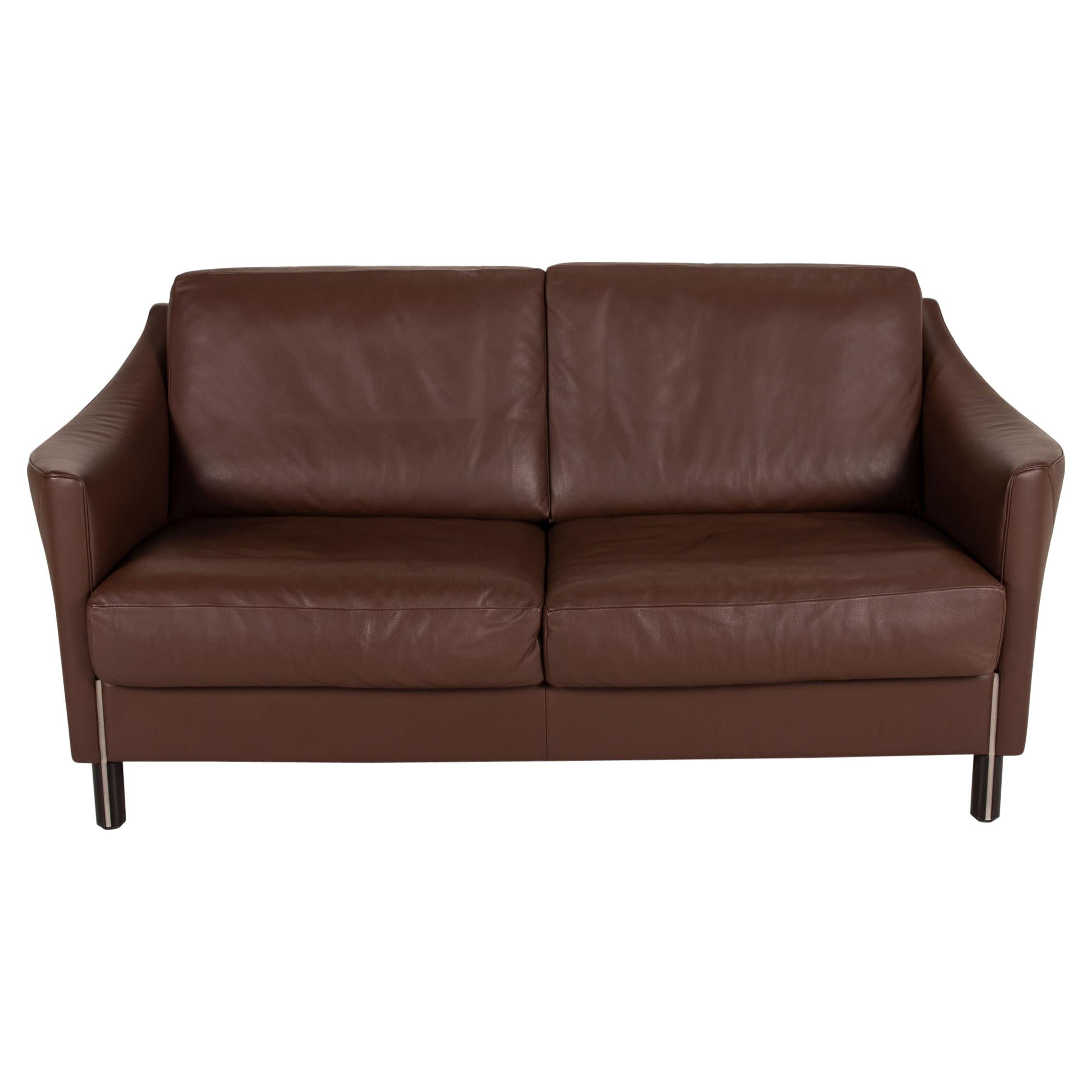 Natuzzi Designer Leather Sofa Red Pink Real Leather Two-Seat Couch at ...