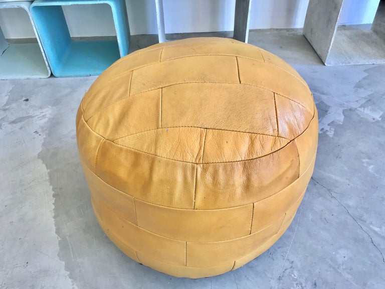 De Sede Yellow Leather Patchwork Ottomans at 1stDibs