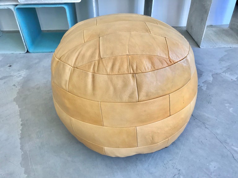 De Sede Yellow Leather Patchwork Ottomans at 1stDibs