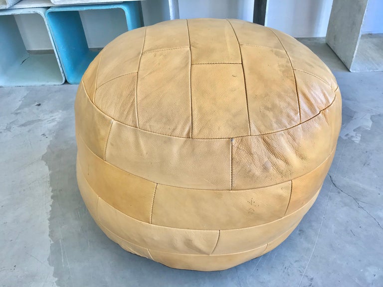 De Sede Yellow Leather Patchwork Ottomans at 1stDibs
