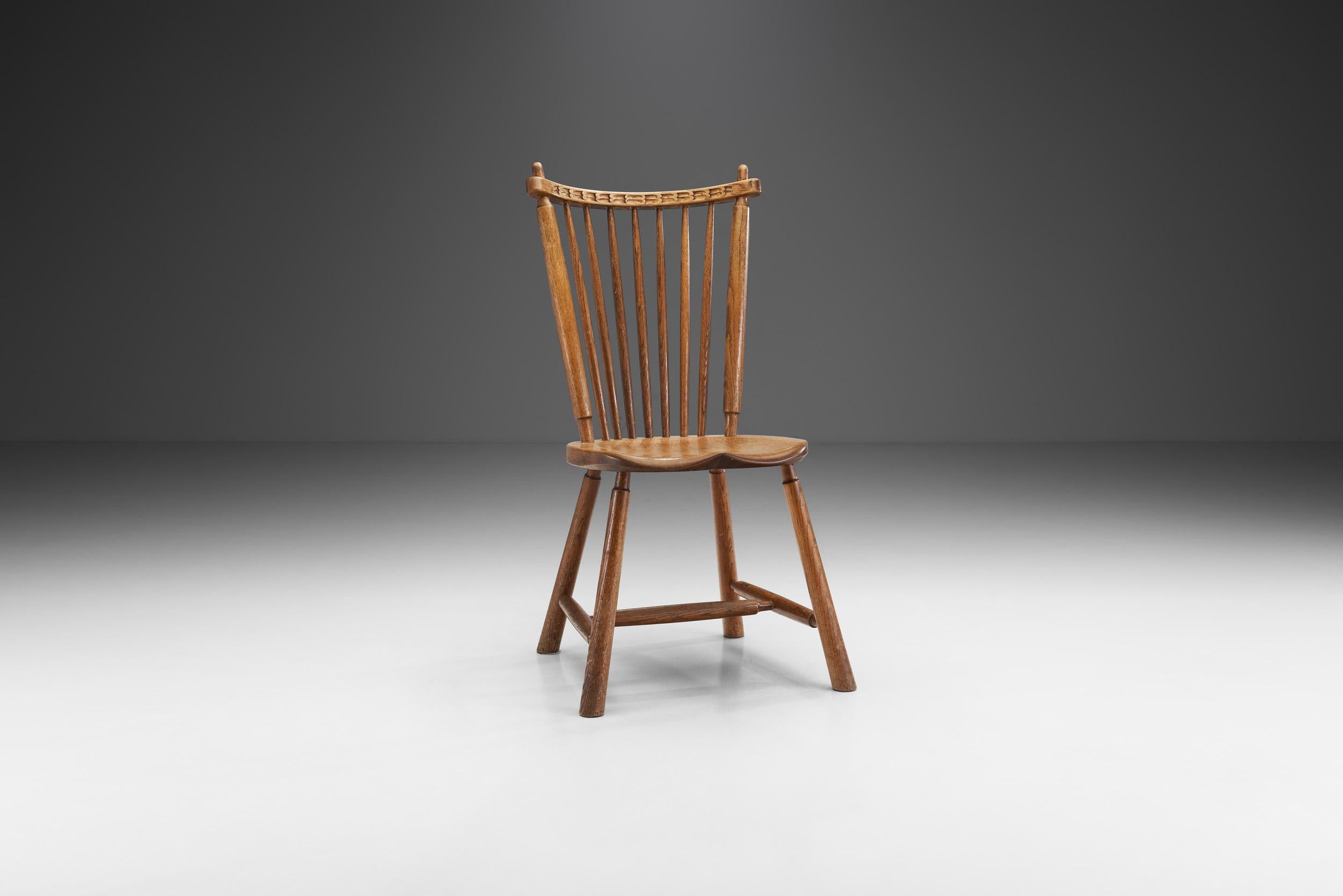 De Ster Gelderland Sculpted Oak Chair, the Netherlands 1960s at 1stDibs