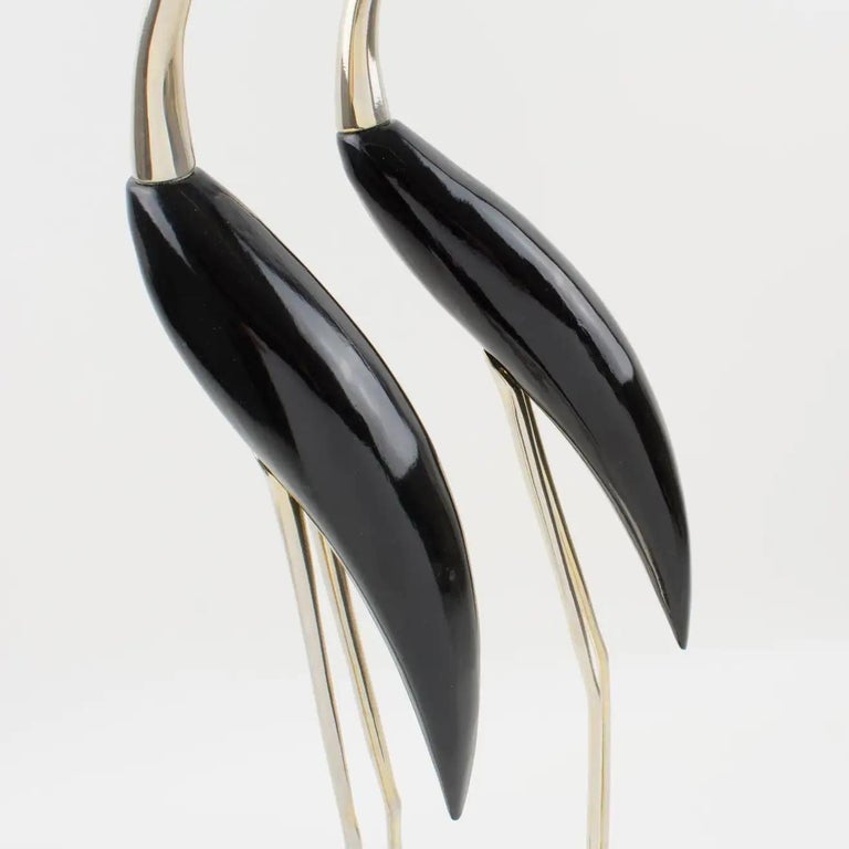 De Stijl Firenze Wood and Silvered Metal Bird Sculpture, a pair, Italy ...