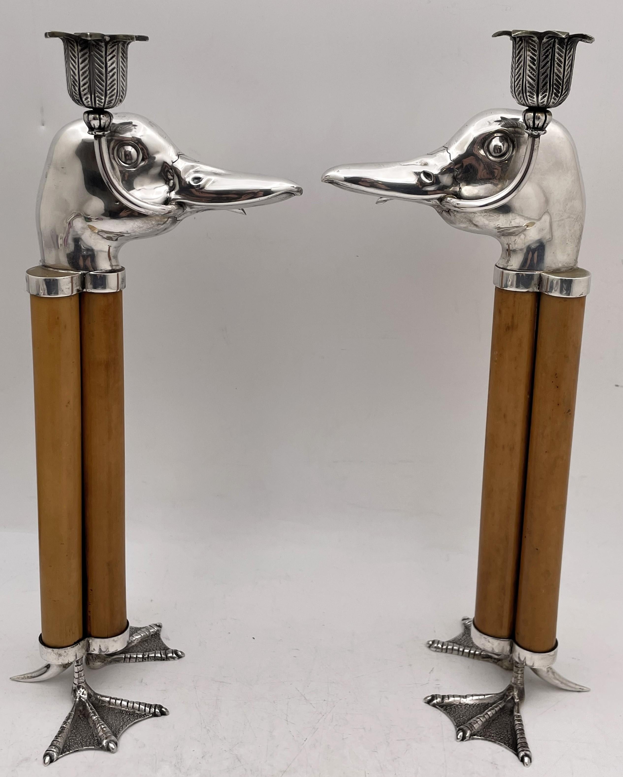 De Vecchi Pair of Silver and Bamboo Duck-Shaped Mid-Century Modern ...