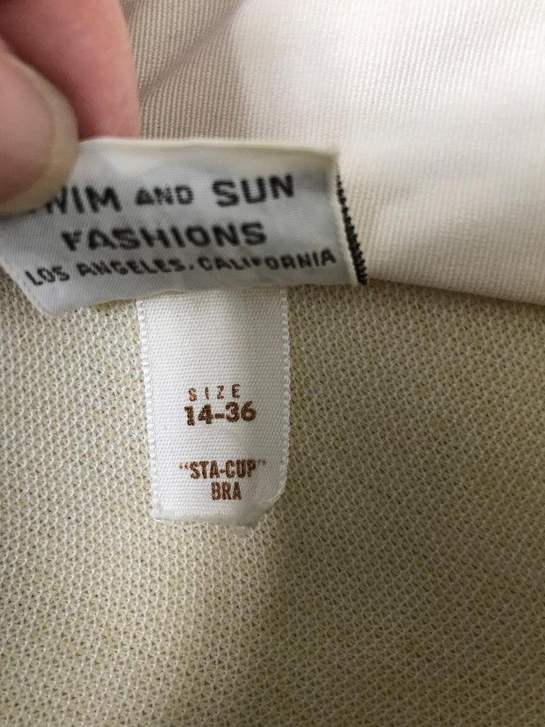 De Weese Designs 1950s Gold Metallic and Rhinestone Pin Up Swimsuit 14/ ...