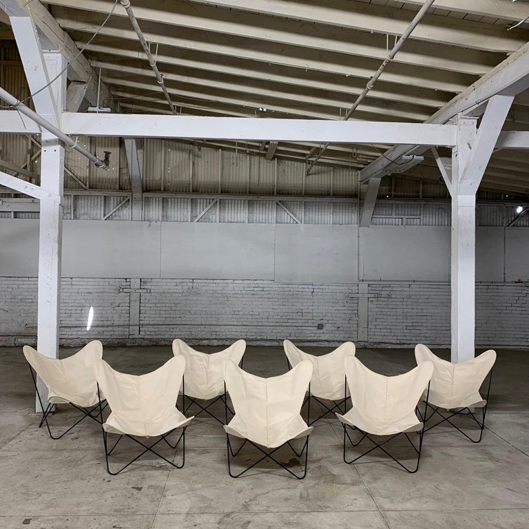 Dead Stock Solid Iron Butterfly Canvas Chairs For Sale at 1stDibs